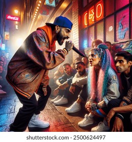 Future Tokyo Scene Rapper Dansing Singing AI-generated image 2419390391 ...