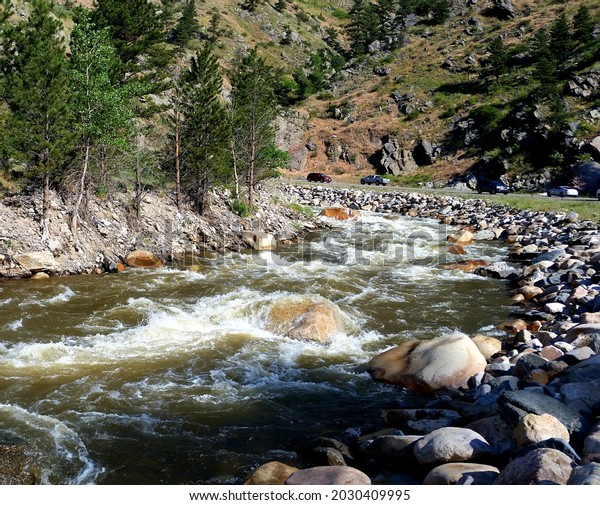 Rapidly Moving River Flows Over Large Stock Photo 2030409995 | Shutterstock