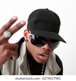 Black Rapper Sunglasses Pointing Camera Realistic AI-generated image ...