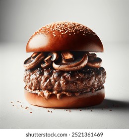 Rare Beef Burger Rye Bun Sesame AI-generated image 2522290371 ...