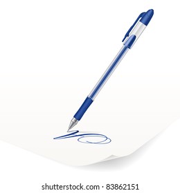 Realistic Automatic Pen Notes Blue Isolated Stock Vector (Royalty Free ...