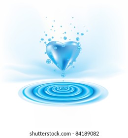 Dripping Heart Over Water Stock Illustration 111744533