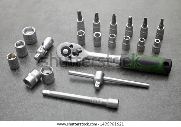 Ratchet Set Heads Different Socket Wrenches Stock Photo 1495961621 ...