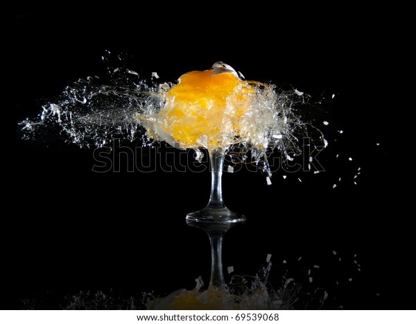 Raw Egg Exploded Into Many Pieces Stock Photo (Edit Now) 69539068