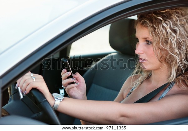 Reading Sms While Driving Car Stock Photo 97111355 | Shutterstock