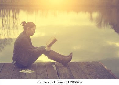 Retro Photo Young Woman Reading Book Stock Photo (Edit Now) 177102779