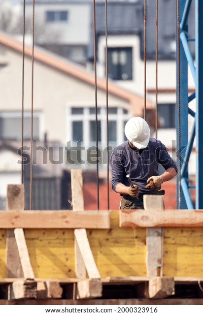 Real Construction Worker Working On High Stock Photo 2000323916 ...
