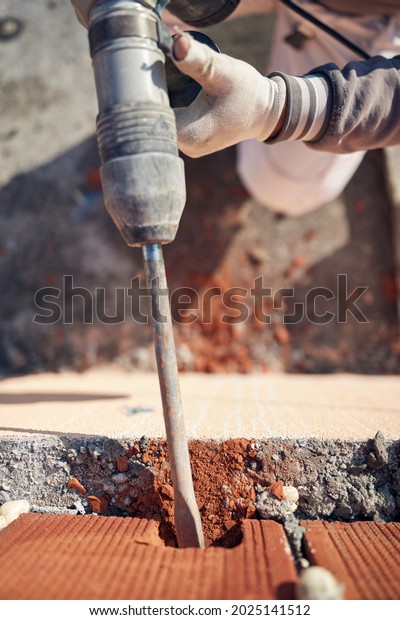 Real Construction Worker Working On House Stock Photo 2025141512 ...