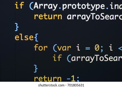 Real Java Script Code Developing Screen Foto stock 701805628 | Shutterstock