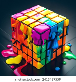 Pixel Art Vector-style Image Rubicks Cube AI-generated image 2393970195 ...