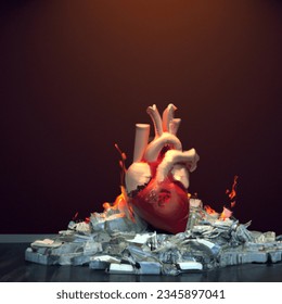 Realistic Human Heart Leaning Stack Full AI-generated image 2345896553 ...
