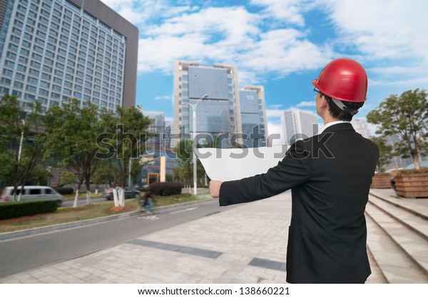 Rear View Architect Looking Comparing Housing Stock Photo 138660221 ...