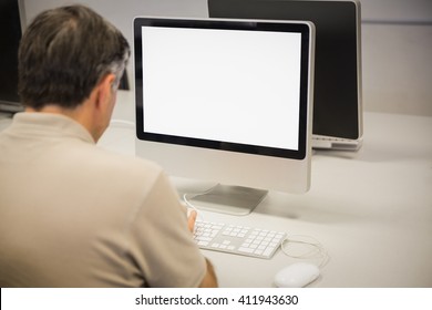 Rear view man working desk Images, Stock Photos & Vectors | Shutterstock