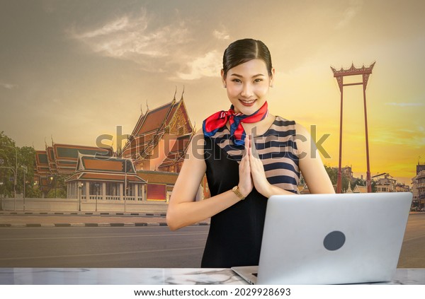 Receptionist Doing Sawasdee Pose Which Hospitality Stock Photo ...