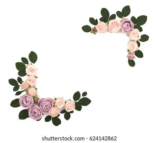 Rectangular Frame Made Pink Roses Isolated Stock Photo 624142862 ...