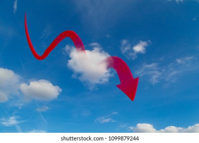 Red Arrow Drop Down Clouds On Stock Photo 1099879244 | Shutterstock