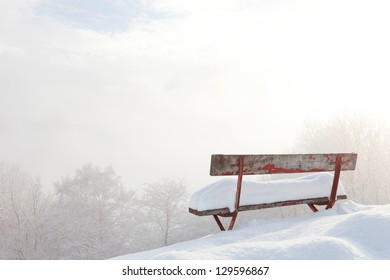 Red Bench Empty Desolate Winter PPT template 67 | CrystalGraphics