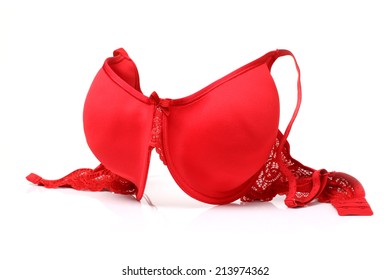 Red Bra On White Background Stock Photo (Edit Now) 213974356