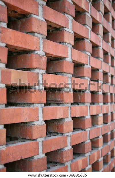 Red Brick Lattice Pattern On Wall Stock Photo (Edit Now) 36001636