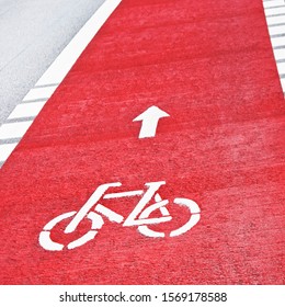 Red Cycle Path Direction Arrow Background Stock Photo 1569178588 ...