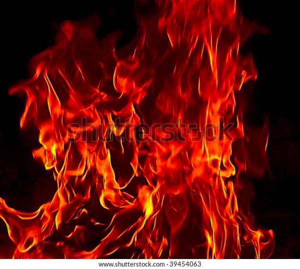 Red Fire Flames Hell Against Black Stock Photo (Edit Now) 39454063