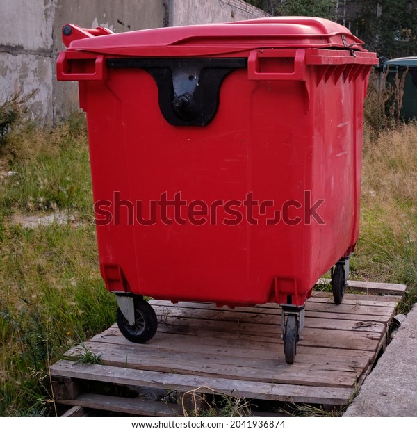 Red Garbage Bin Wheels Waste Container Stock Photo 2041936874 ...