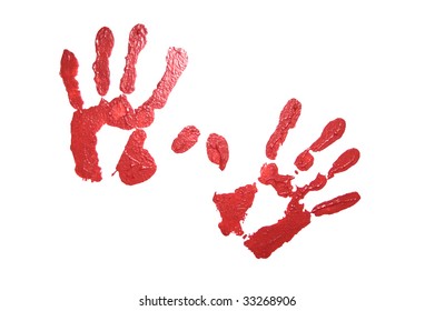 래스터 팜. 빨간 잉크로 그려진 손은 스톡 일러스트 1819362788 | Shutterstock