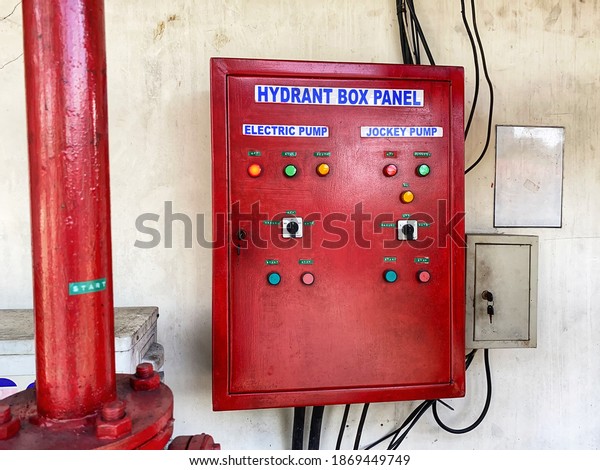Red Hydrant Panel Several Indicator Lights Stock Photo 1869449749 ...