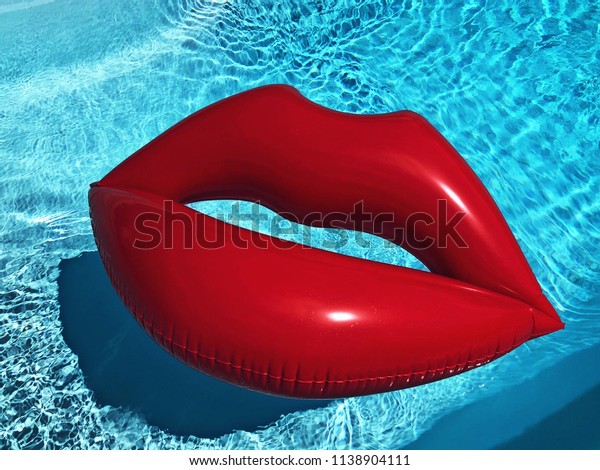 Red Inflatable Ring Shape Lips Floating Stock Photo 1138904111 ...