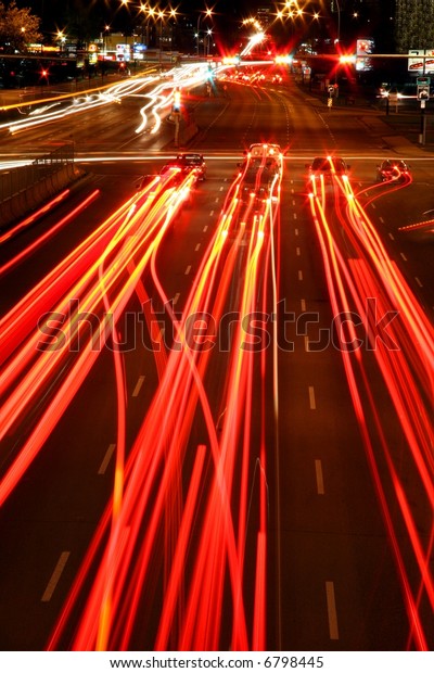 Red Light Trails Stock Photo (Edit Now) 6798445