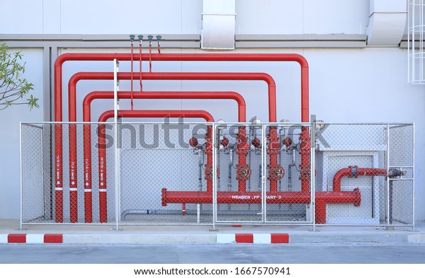 Red Pipe Fire Fighting Systems Industrial Stock Photo 1667570941 ...