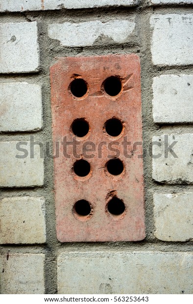Red Rectangular Brick Round Holes Arranged Stock Photo (Edit Now) 563253643