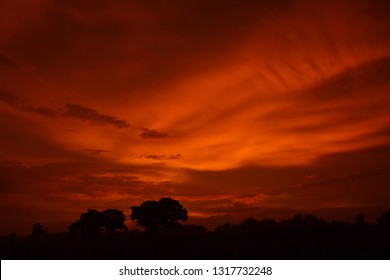 Beautiful Red Sky Clouds Shape Trees Stock Photo 1296996040 | Shutterstock