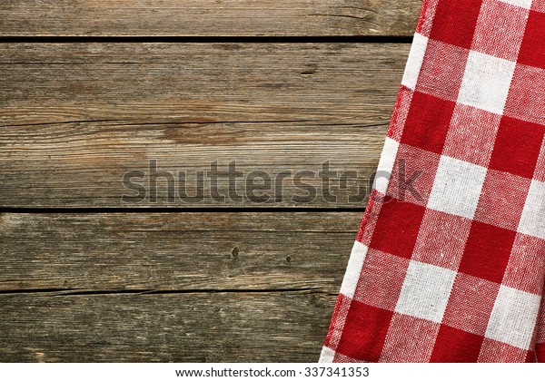 Red Tablecloth On Rustic Background Stock Photo (Edit Now) 337341353