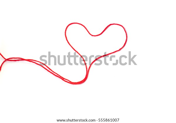 Red Thread Heart Shape Isolated Stock Photo (Edit Now) 555861007