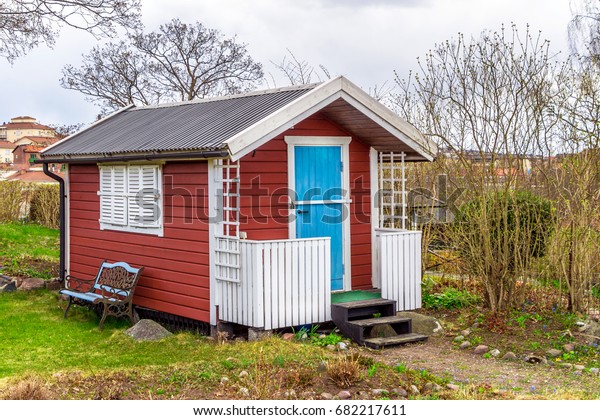 Red Tiny House Shed Plot Allotment Stock Photo (Edit Now) 682217611
