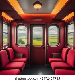 Red Train Inside Window AI-generated image 2472457043 | Shutterstock
