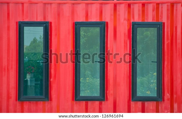 Red Wall Window Container Stock Photo 126961694 | Shutterstock