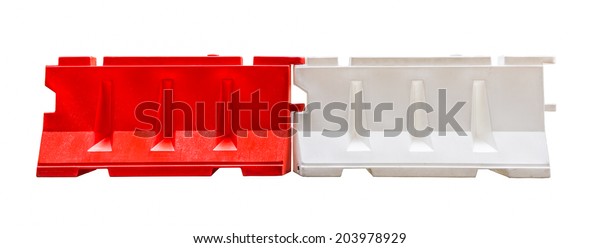 Red White Plastic Barriers Blocking Pathway Stock Photo (Edit Now ...