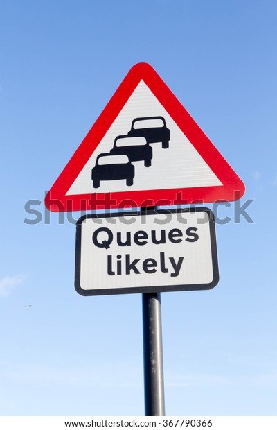 Red White Triangular Road Sign Queues Stock Photo 367790366 | Shutterstock