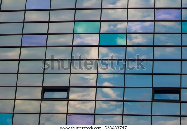 Reflection Sky Clouds Windows Tall Building Stock Photo 523633747 ...
