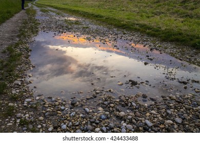 Reflection Sunset Sky Puddle Stock Photo 424433485 | Shutterstock