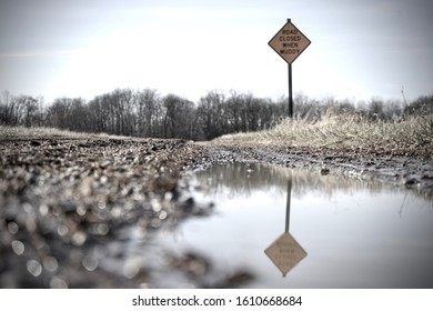 Reflection Warning Sign Puddle Stock Photo 1610668684 | Shutterstock