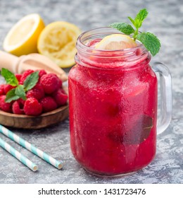 Refreshing Raspberry Lemon Mint Lemonade Sparkling Stock Photo ...