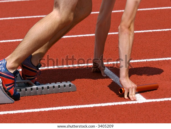 Relay Runner Starting Blocks Ready Start Stock Photo 3405209 | Shutterstock