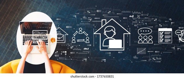 Online Meeting Theme Person Using Laptop Stock Photo 1744145699 ...