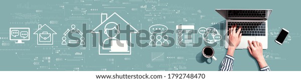 Remote Work Theme Person Using Laptop Stock Photo 1792748470 | Shutterstock