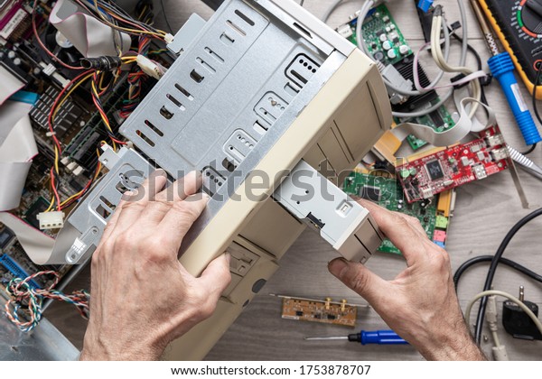 Repairing Assembling Desktop Computer Professional Man Stock Photo ...
