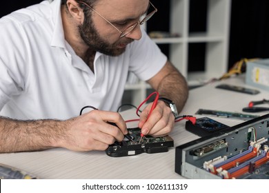 Man Using Multimeter While Fixing Broken Stock Photo (Edit Now) 1026111415