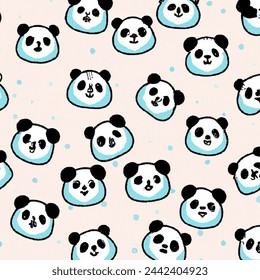 Cute Baby Panda Repeat Pattern Blackwhite AI-generated image 2448228249 ...